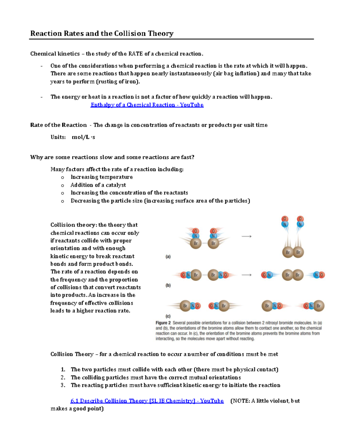 17 Rates and Collision Theory - Reaction Rates and the Collision Theory ...