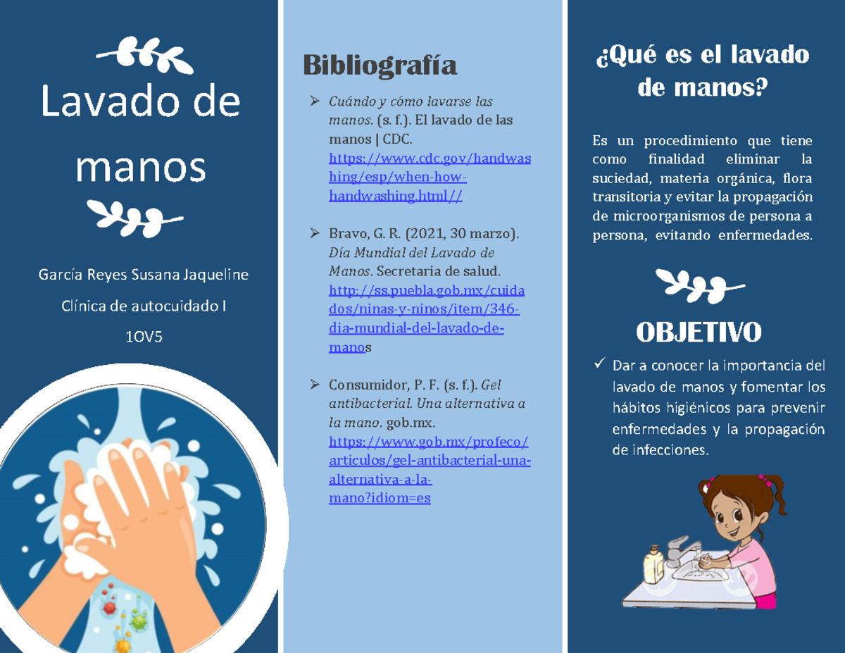Lavado de manos triptico - Lavado de manos García Reyes Susana Jaqueline Clínica de autocuidado ...