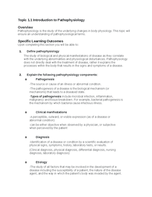 Pathophysiology Complete Notes - Pathophysiology 1000 Unit 1 ...