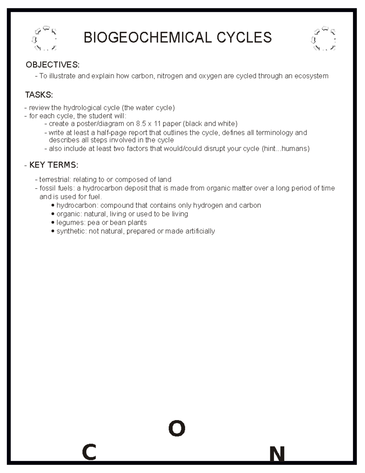 Water cycle 2021 - BIOGEOCHEMICAL CYCLES OBJECTIVES: - To illustrate ...