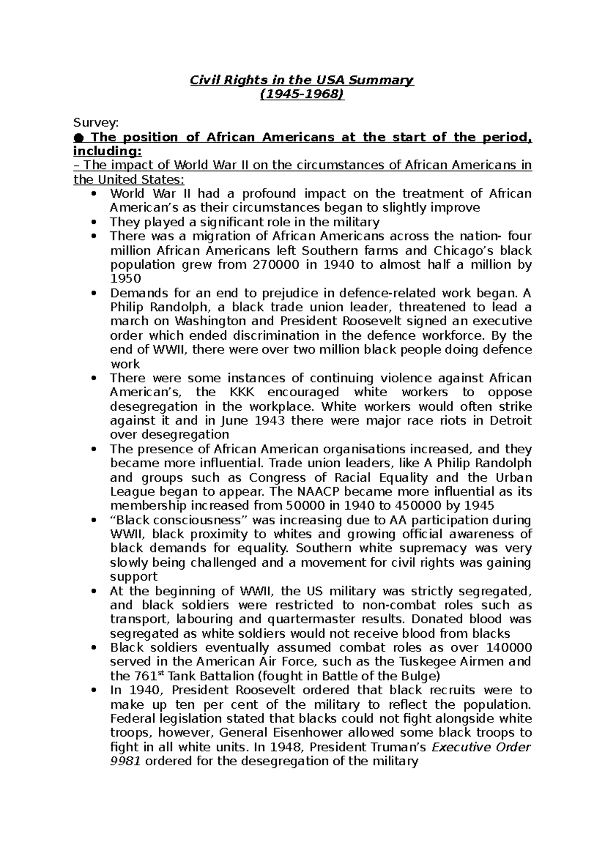 Notes Civil Rights in the USA 1945 68 Bella - Studocu