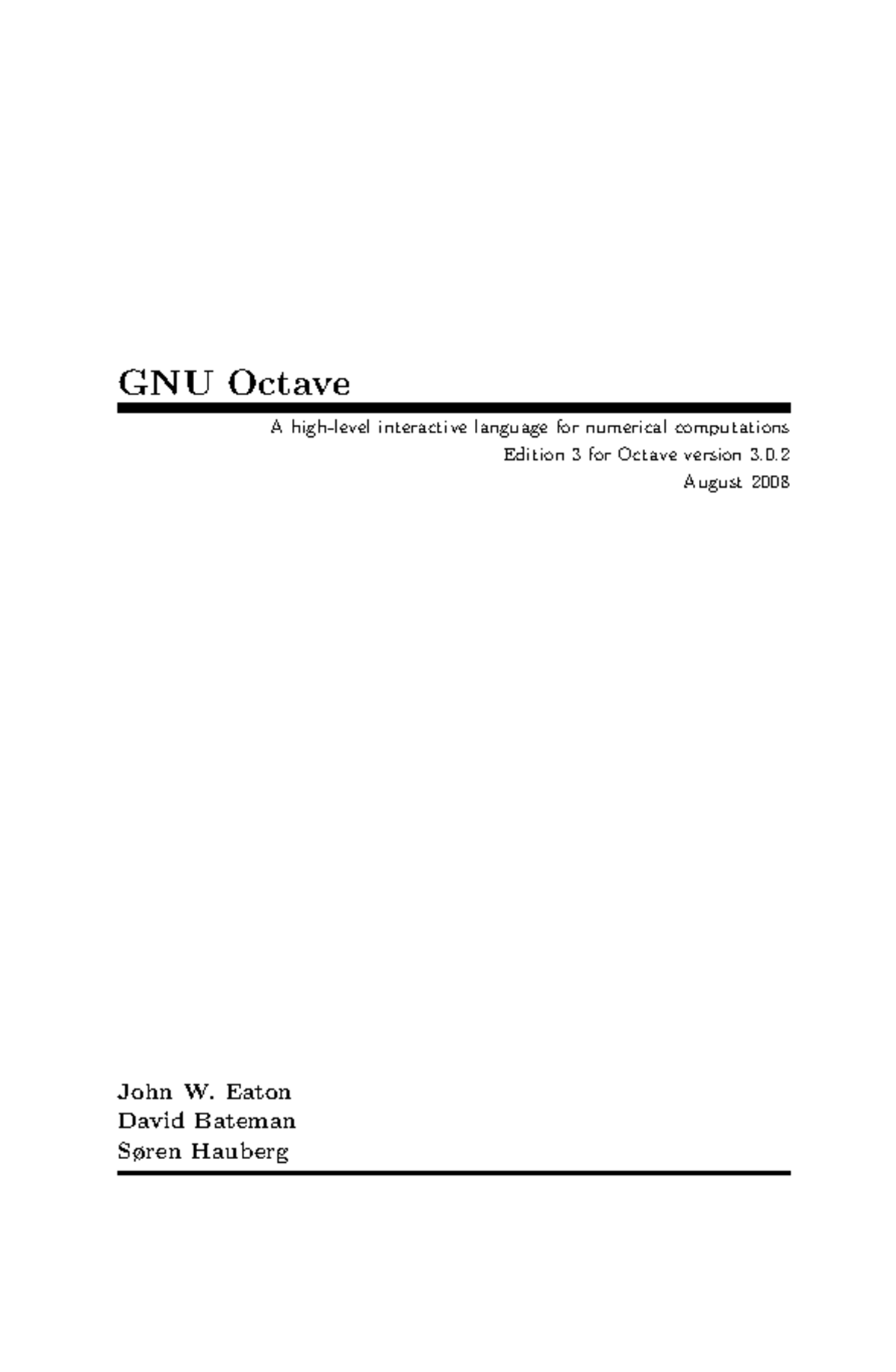 GNU Octave A high level interactive lang - GNU Octave A high-level ...