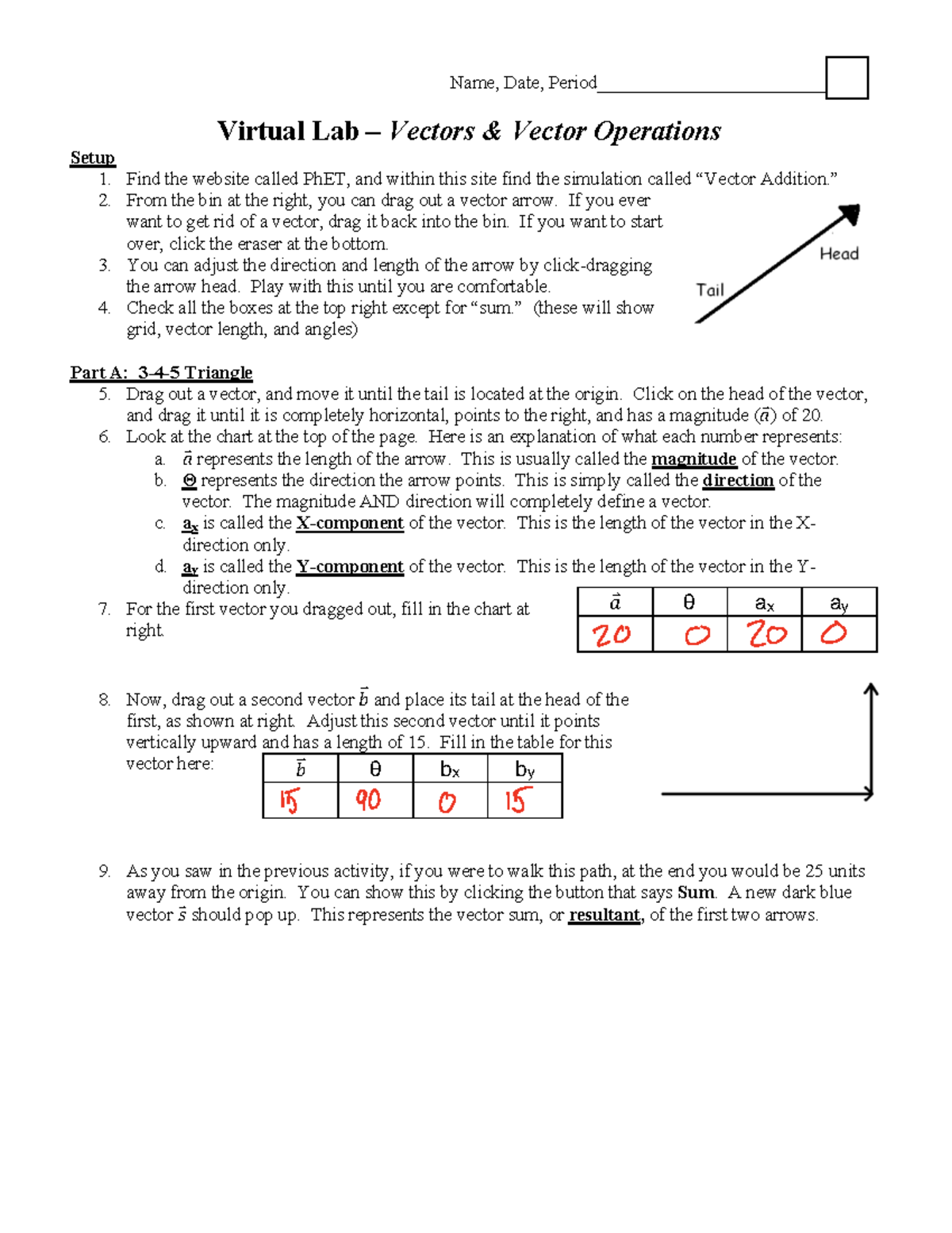 Lab - Vectors Ph ET Applet 1+%281%29 - Name, Date, Period ...