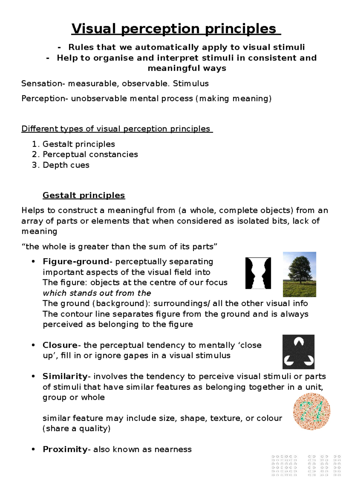 Visual perception principles - PSY2SOC - LaTrobe - Studocu
