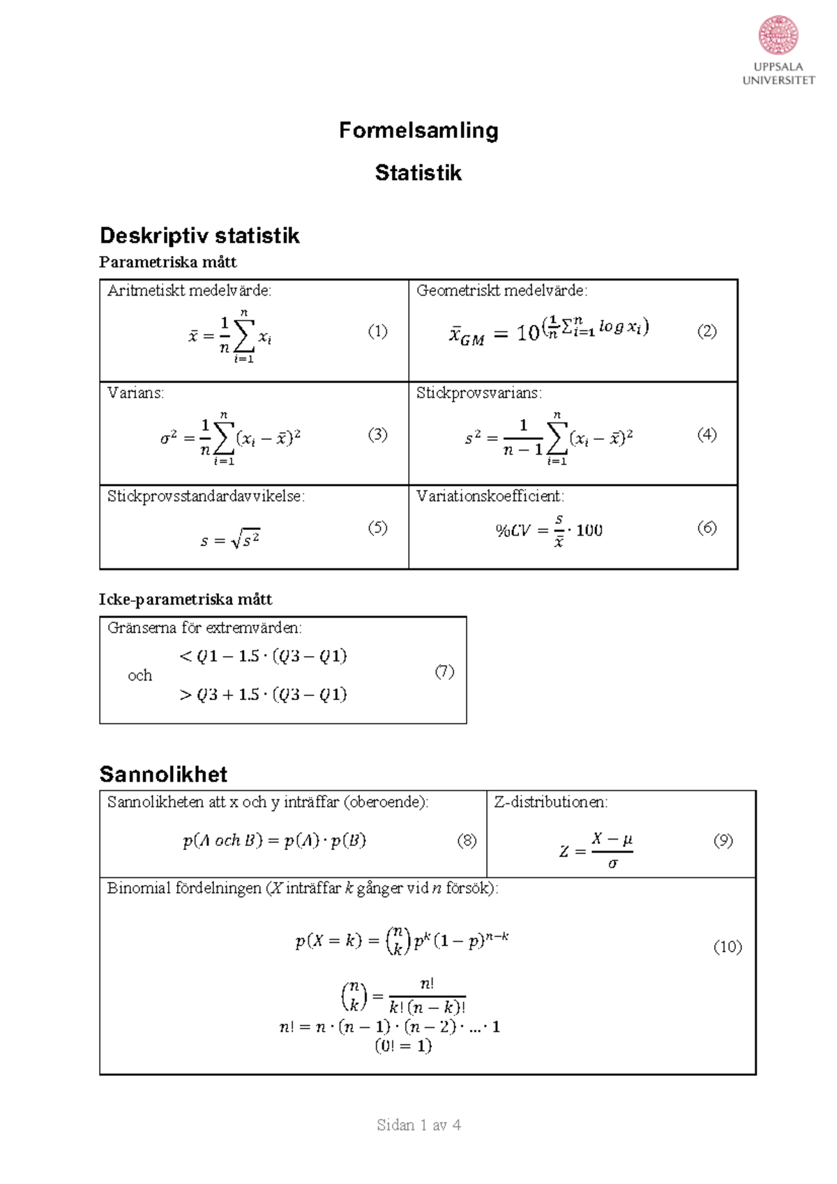 Formelsamling - Bra komplement till övningar inför tenta ...