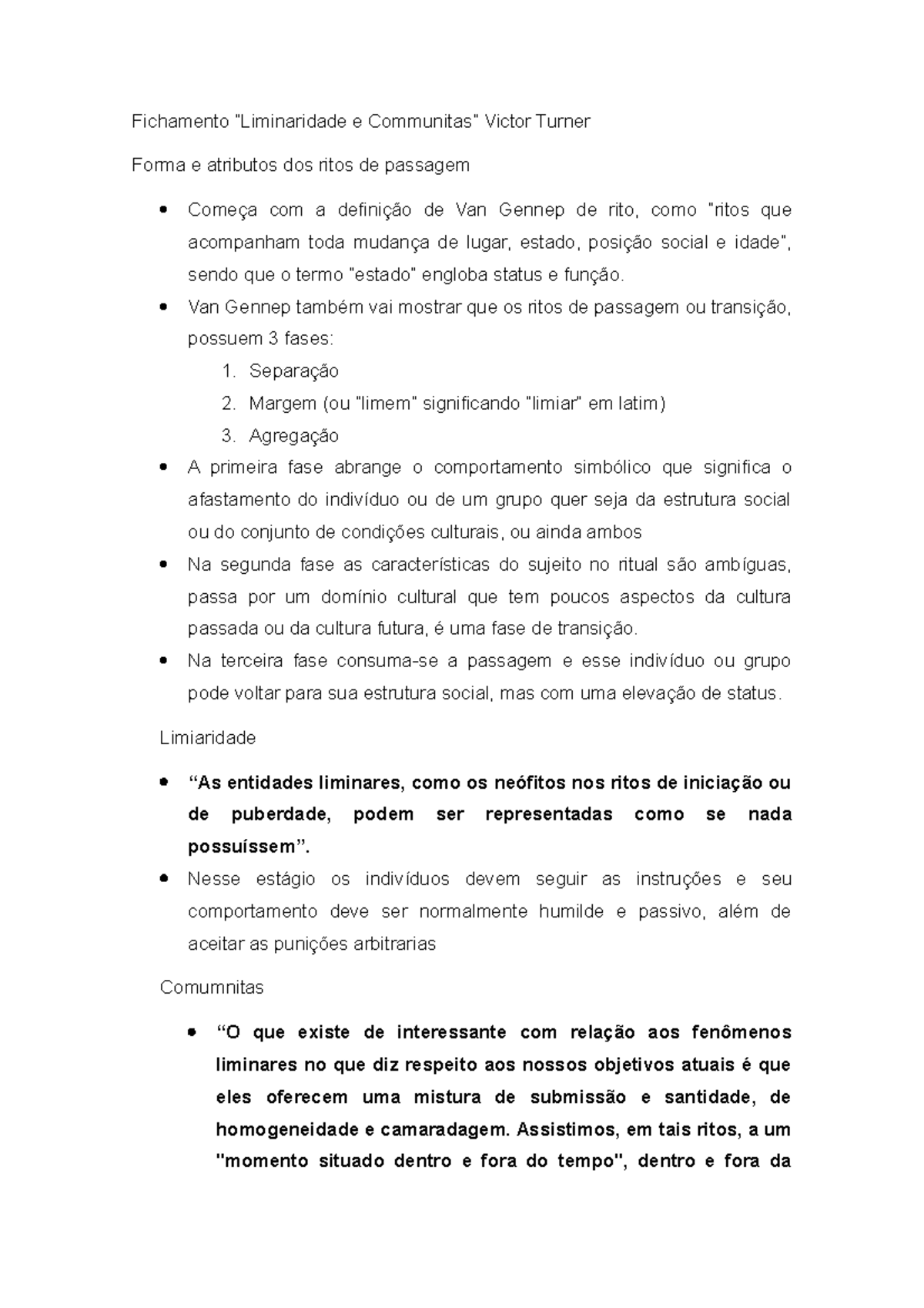 “Liminaridade e Communitas” Victor Turner - Fichamento e Victor Turner ...