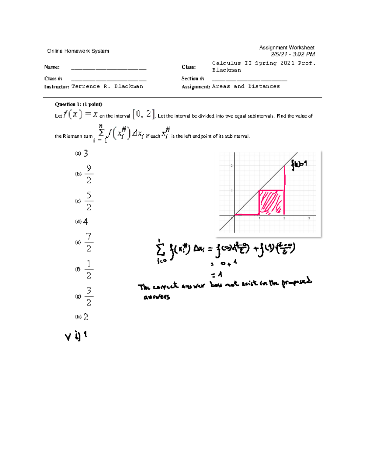 Cal 2- Areas and Distances math solution - Online Homework System ...