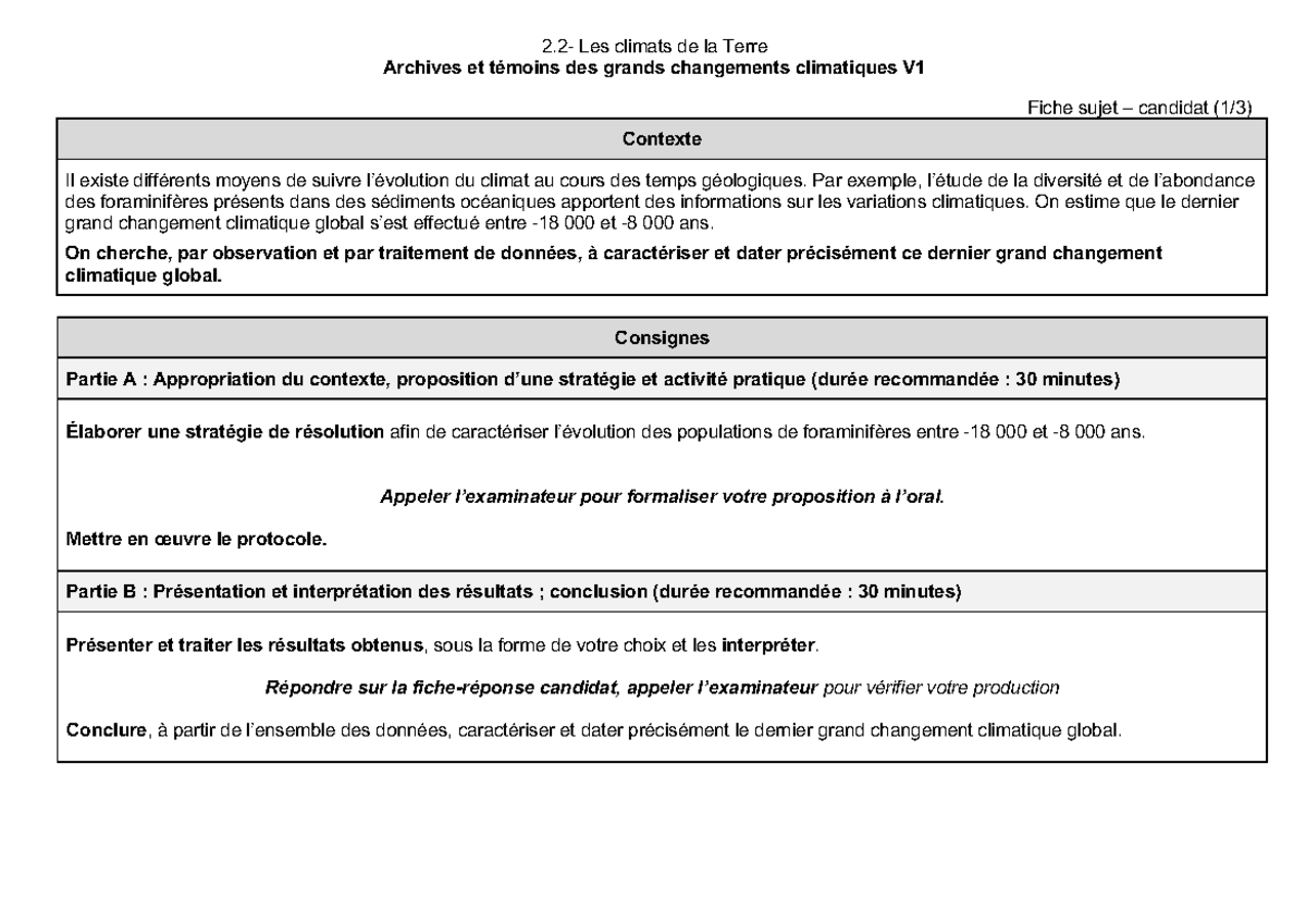 ECE 23 SVT 16 V1 - Exercice de Sciences de la vie et de la Terre - 2 ...