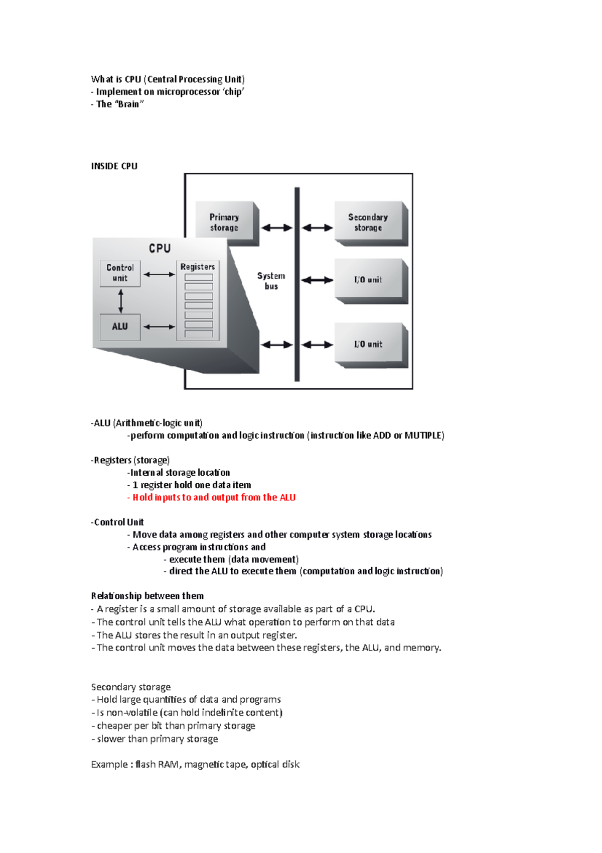ICT 114 COMPUTER ARCHITECTURE - What is CPU (Central Processing Unit ...