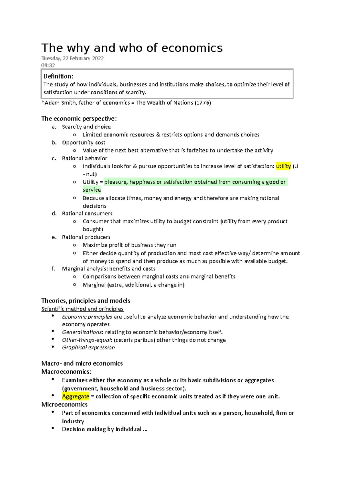 The why and who of economics (chptr 1) - The why and who of economics ...