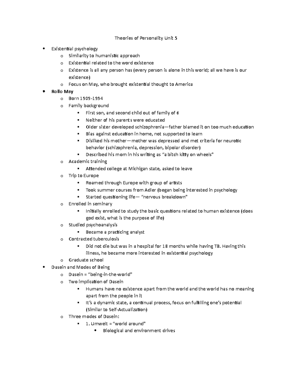 Theories of Personality Unit 5 - Having this illness, he became more ...