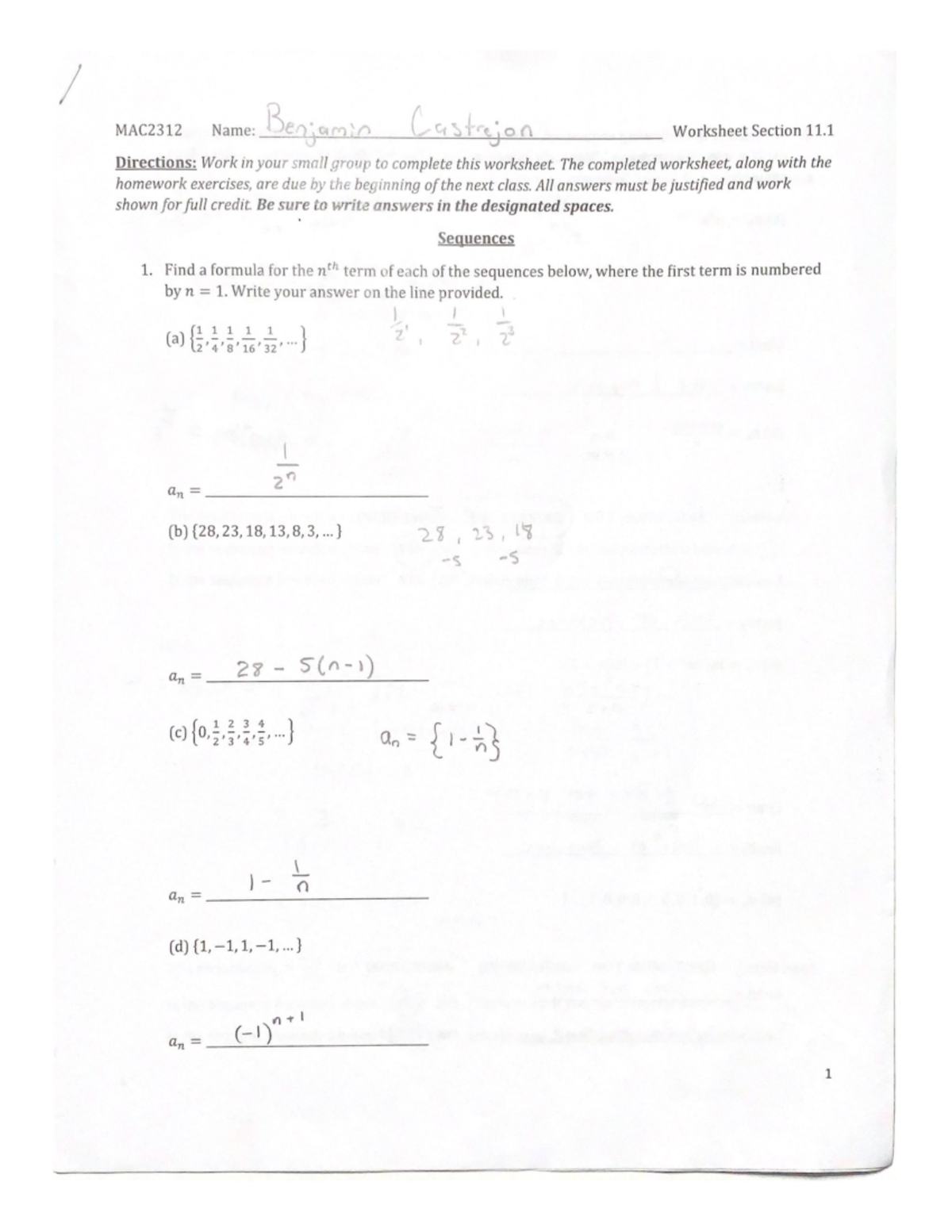 11.1 Hw - homework for class - MAC 2312 - Studocu