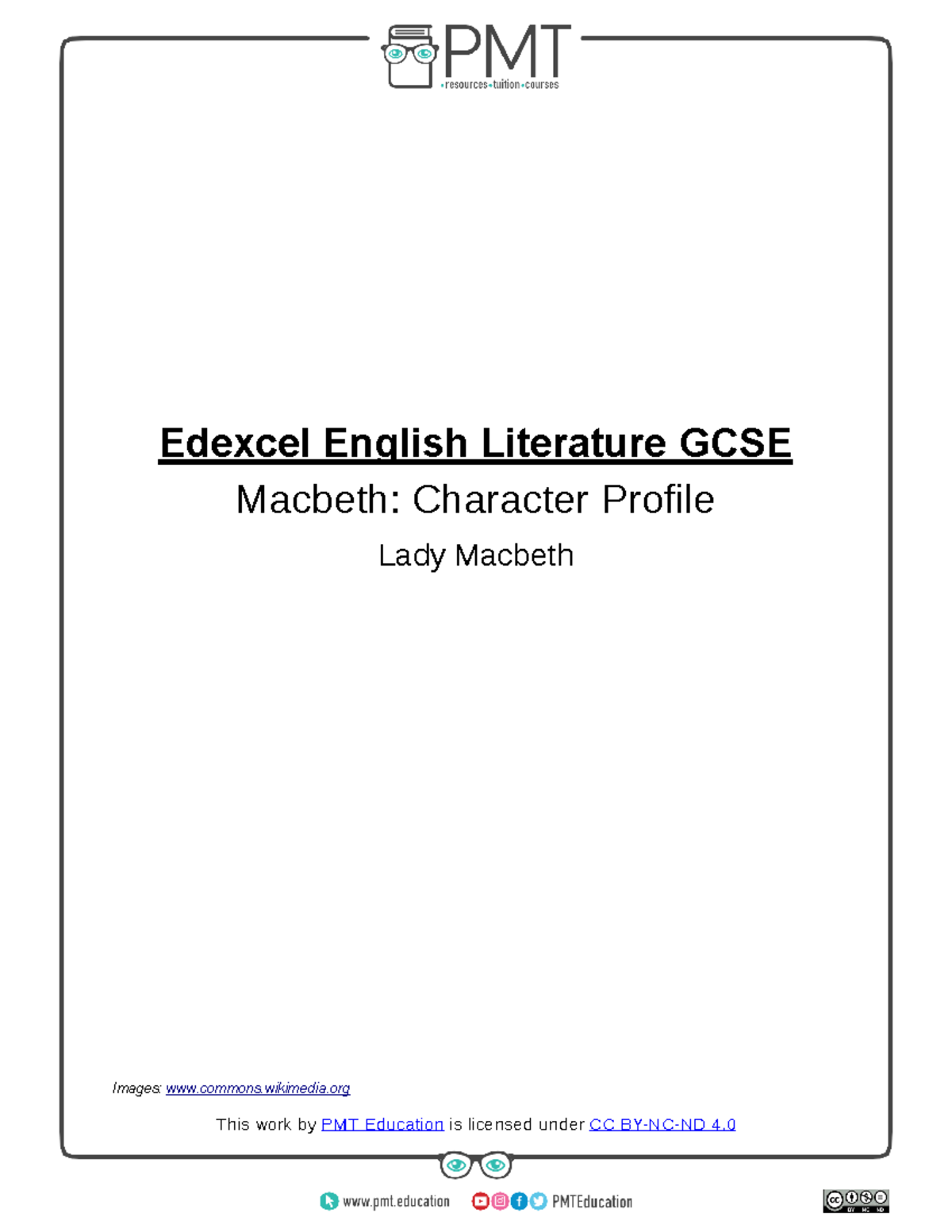 Lady Macbeth (Brief) - nothing - Edexcel English Literature GCSE ...