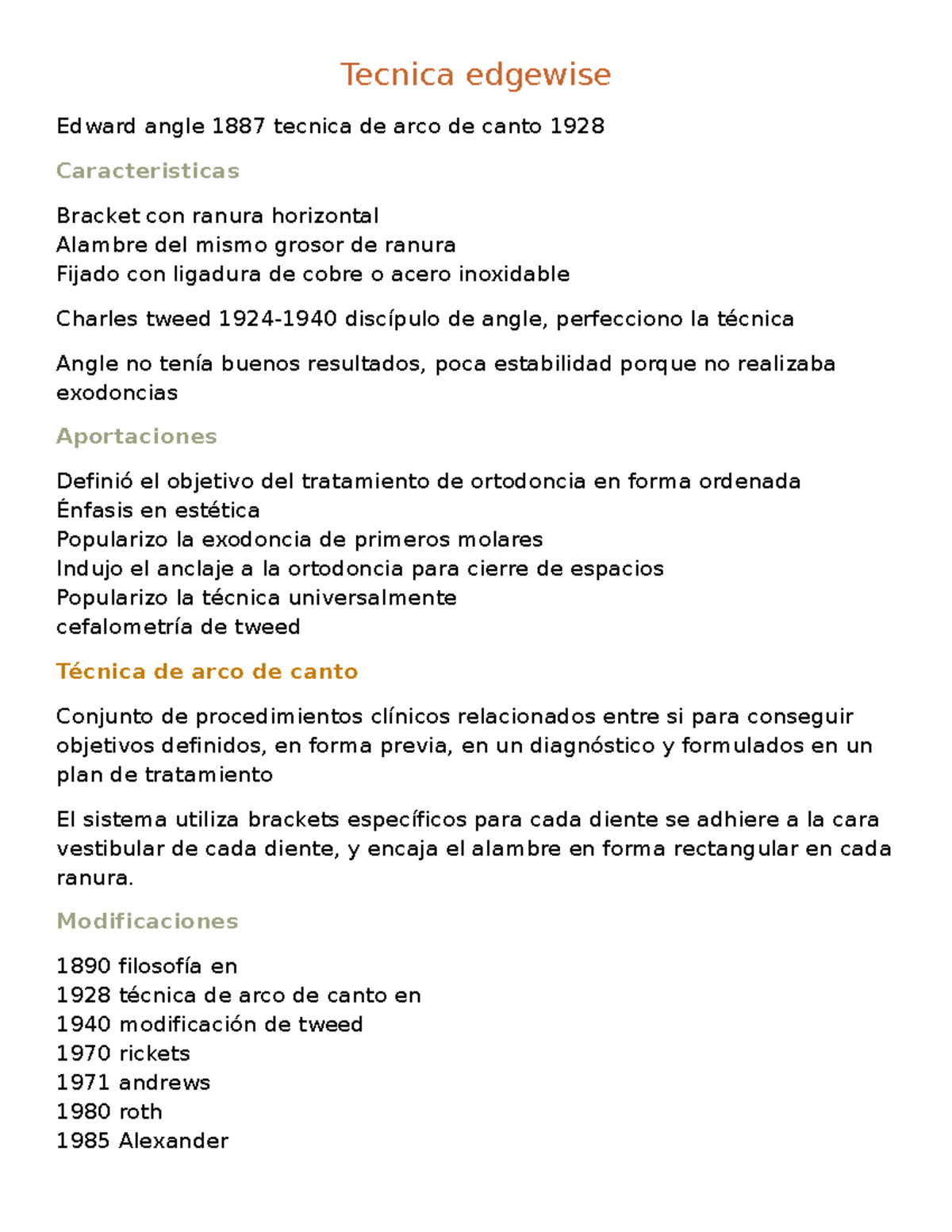 Apuntesmecanica ortodoncia - Tecnica edgewise Edward angle 1887 tecnica ...