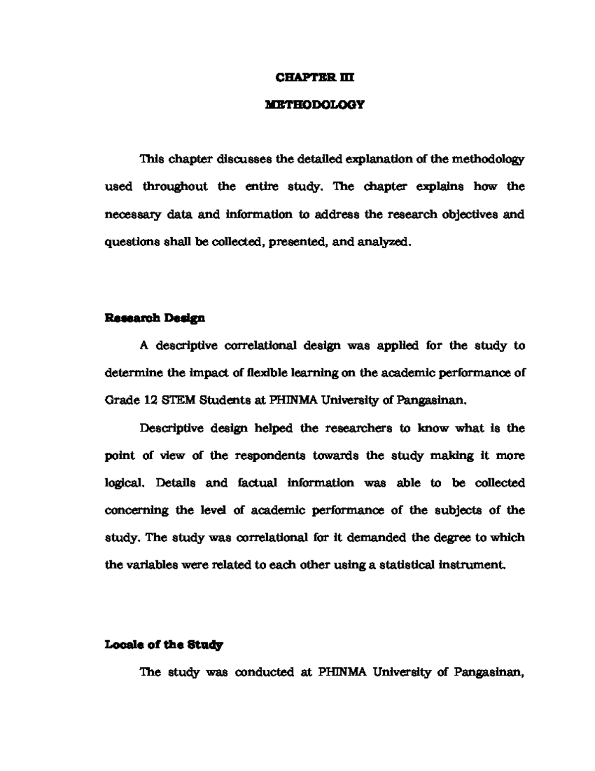 Chapter III, IV, V - Research - CHAPTER III METHODOLOGY This chapter ...