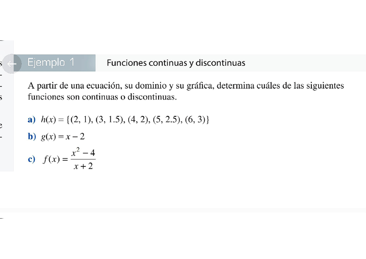 Ejercicios - Apuntess - S Ejemplo 1 Funciones continuas y discontinuas ...