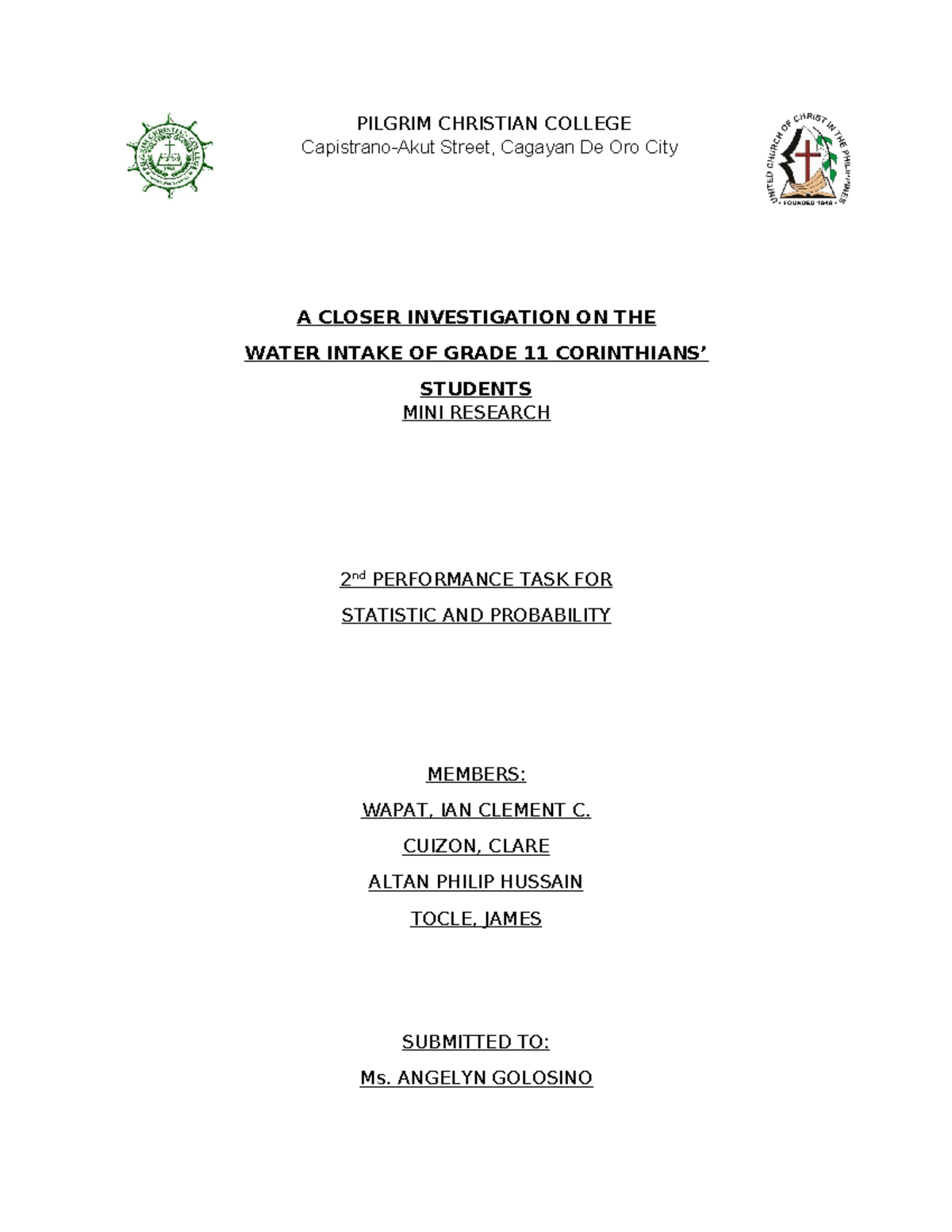 Mini research guide - PILGRIM CHRISTIAN COLLEGE Capistrano-Akut Street ...