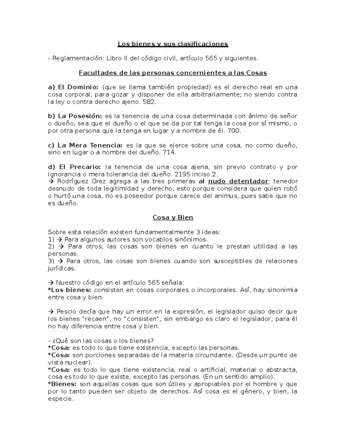 Los bienes y sus clasificaciones - Los bienes y sus clasificaciones Reglamentación: Libro II del ...