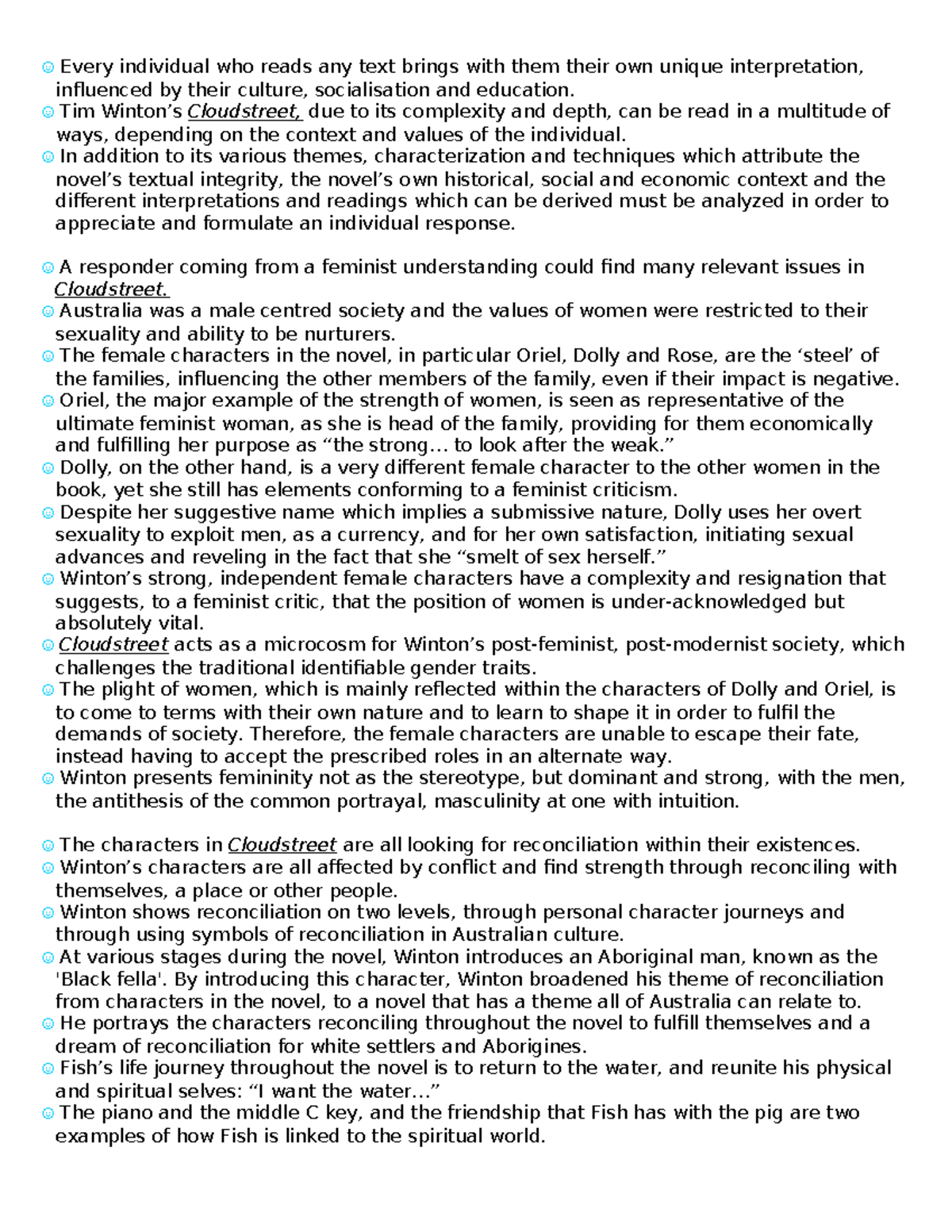 Band 6 example essay - ☺ Every individual who reads any text brings ...