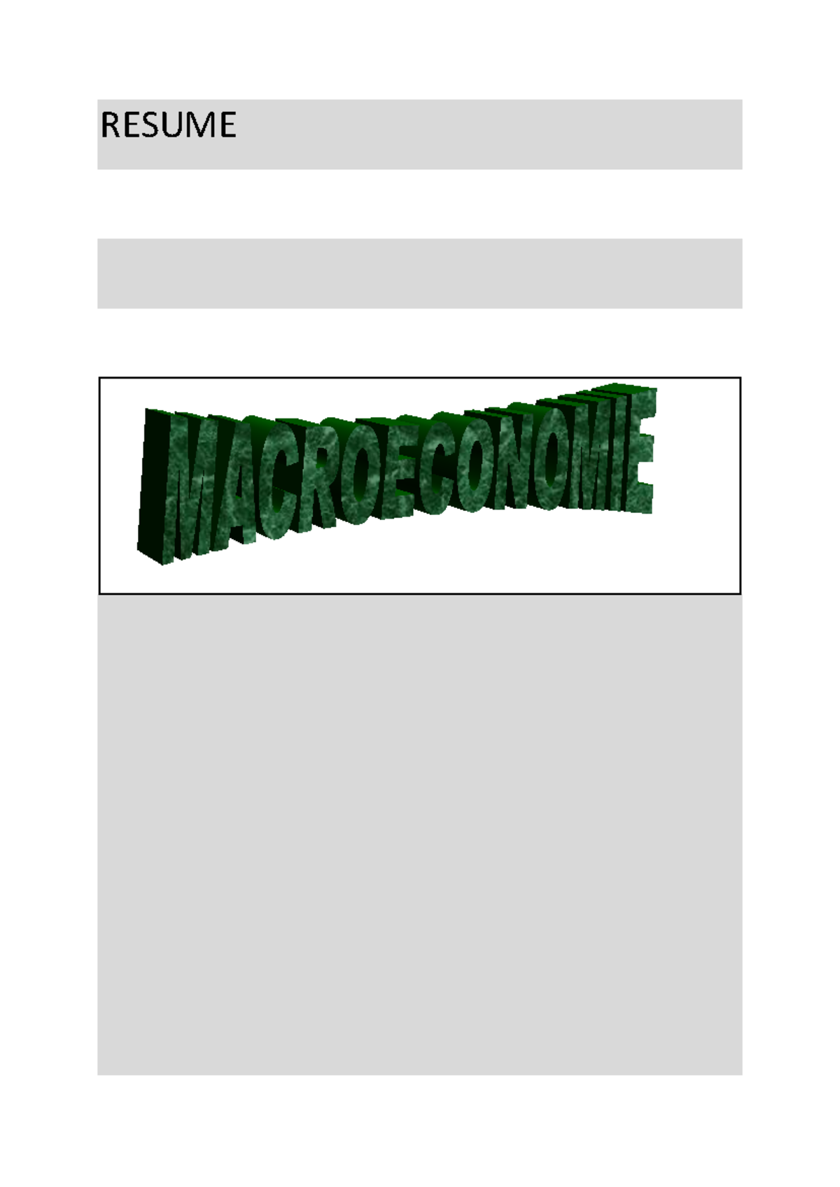 Resume- Macro 1 - RESUME EQUILIBRE MACROECONOMIE DEYNESIENNE I- Equilibre en économie fermé a ...