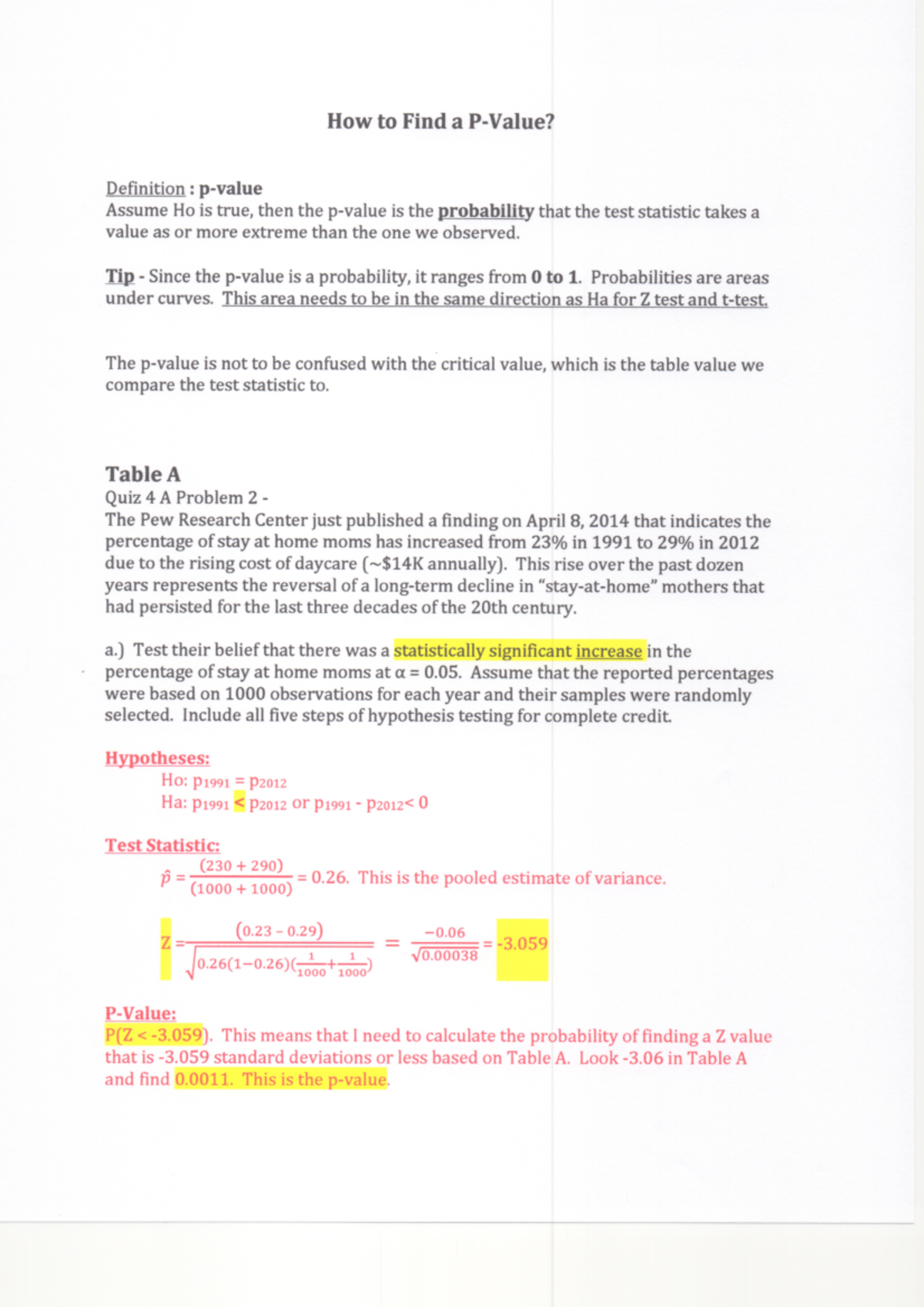 Summary - how to find p-values? - STAT 3011 - Studocu