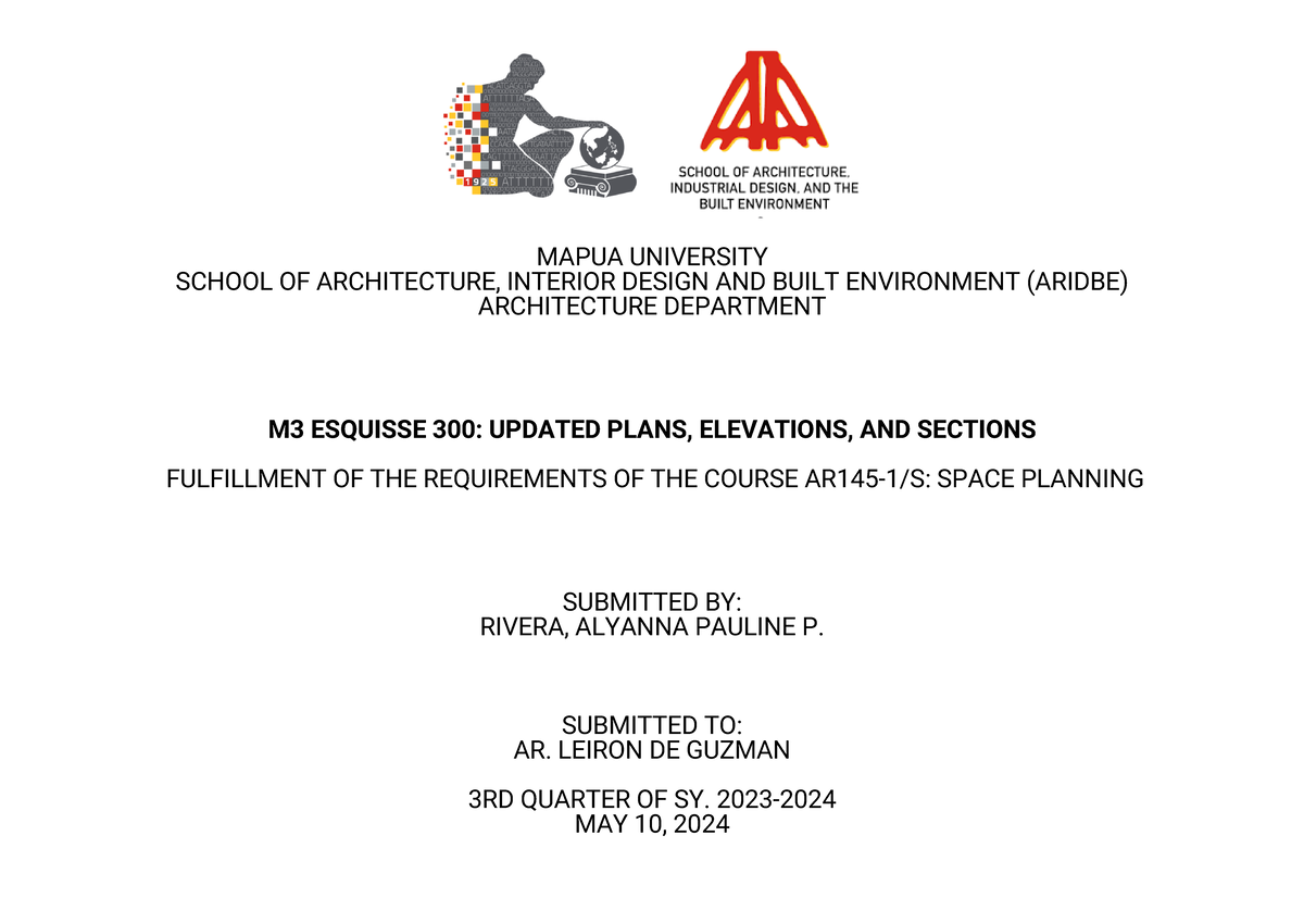 M3 Esquisse 300 - MAPUA UNIVERSITY SCHOOL OF ARCHITECTURE, INTERIOR ...