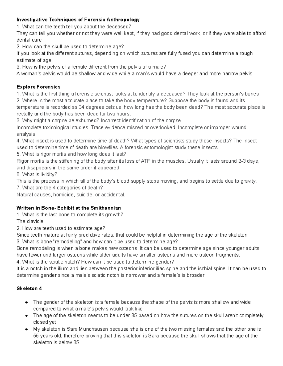 Mystery of the Bones - Nursing - Investigative Techniques of Forensic ...