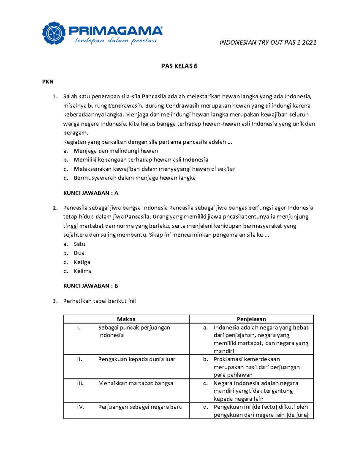 FILE SOAL DAN Kunci PAS Kelas 6 SD - PAS KELAS 6 PKN Salah satu ...