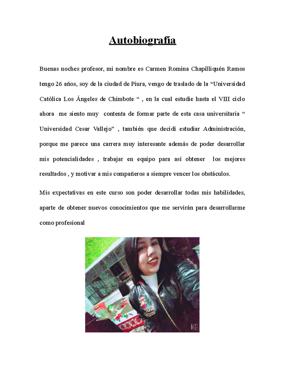 Autobiografía - trabajo de biografía - Autobiografía Buenas noches ...