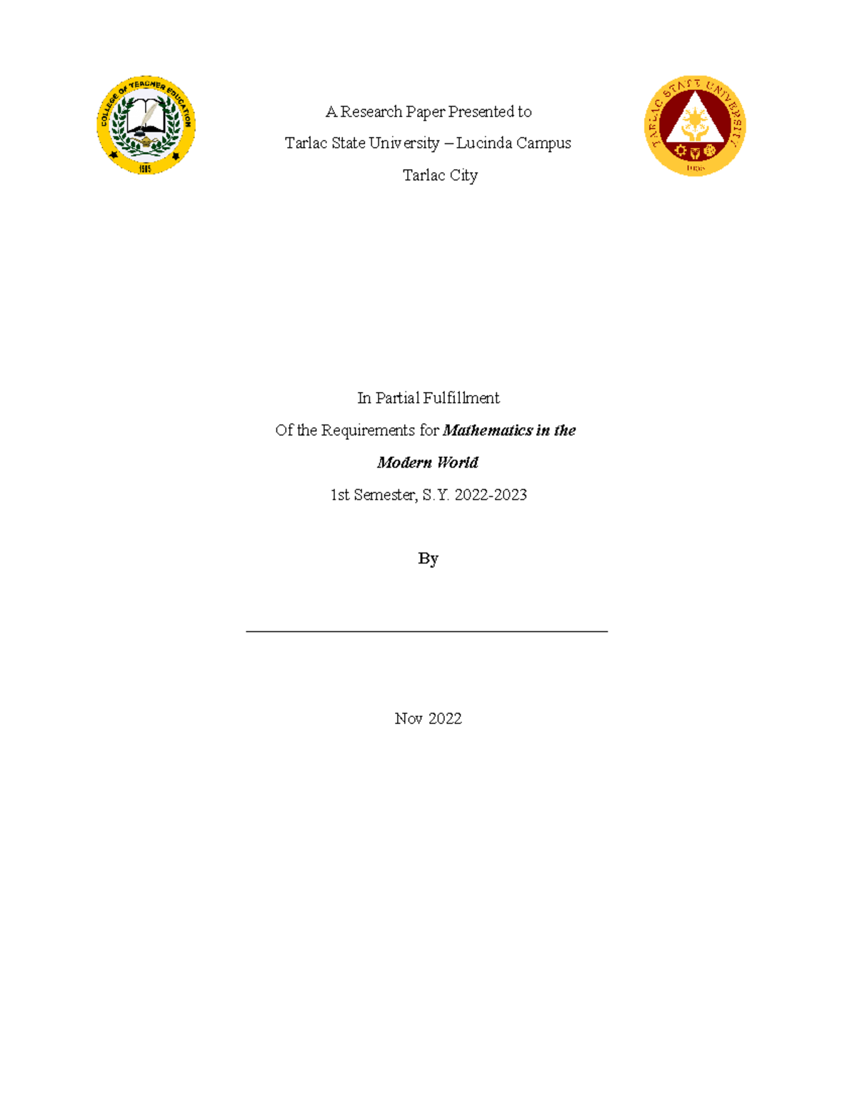 Format-MATH-1F - defense - A Research Paper Presented to Tarlac State ...