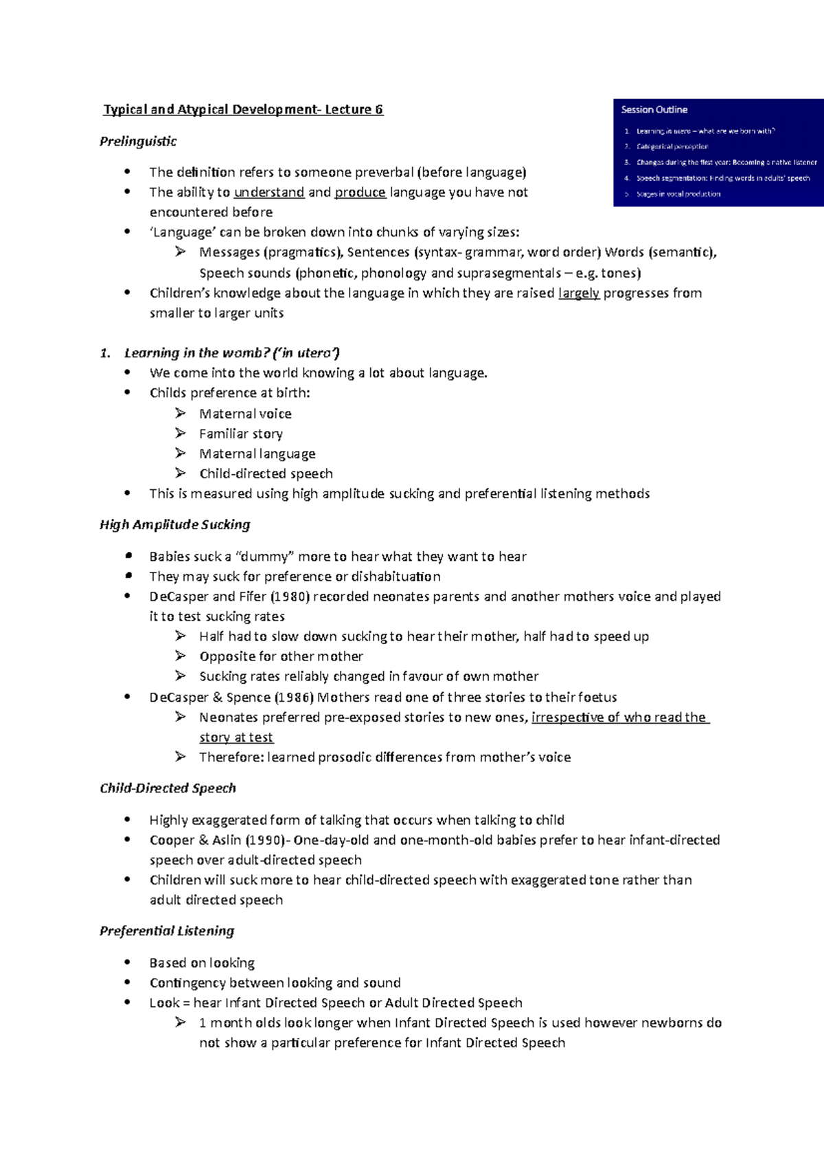 Typical & Atypical Development Part 2 Autumn Lecture 6 - Typical and ...