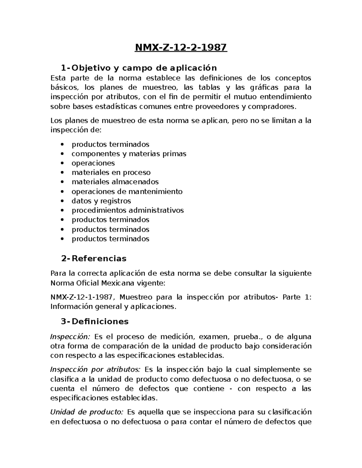 NMX Z 12 2 1987 - NMX Z 12 2 1987 - NMX-Z-12-2- 1- Objetivo y campo de aplicación Esta parte de ...