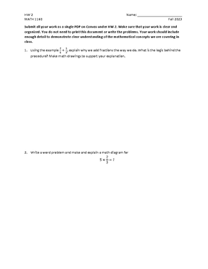 Intro to fractions - Professor Sullivan - MATH 1160 Introduction to ...