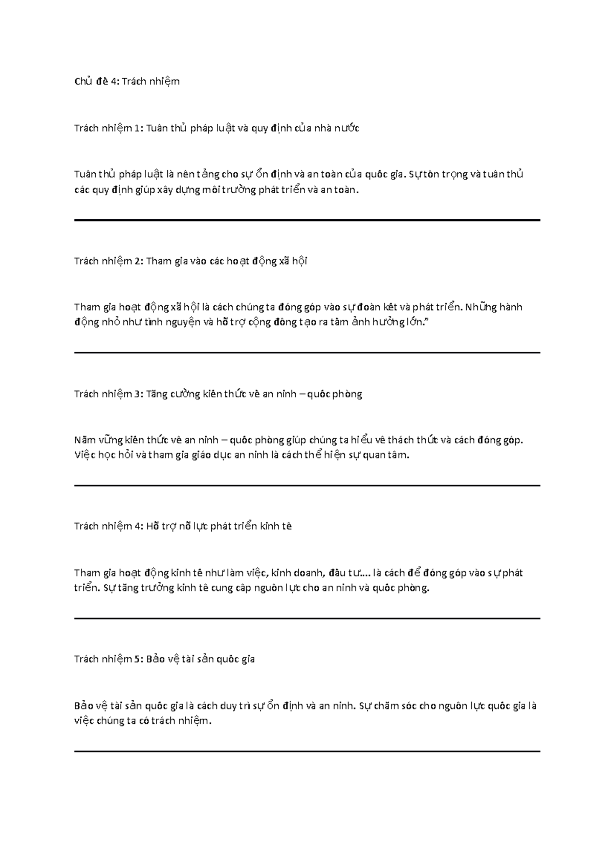 ý 3 - Ý 3 thuyết trình - Ch ủ đềề 4: Trách nhi ệm Trách nhi ệm 1: Tuân th ủ pháp lu ật và quy đ ...