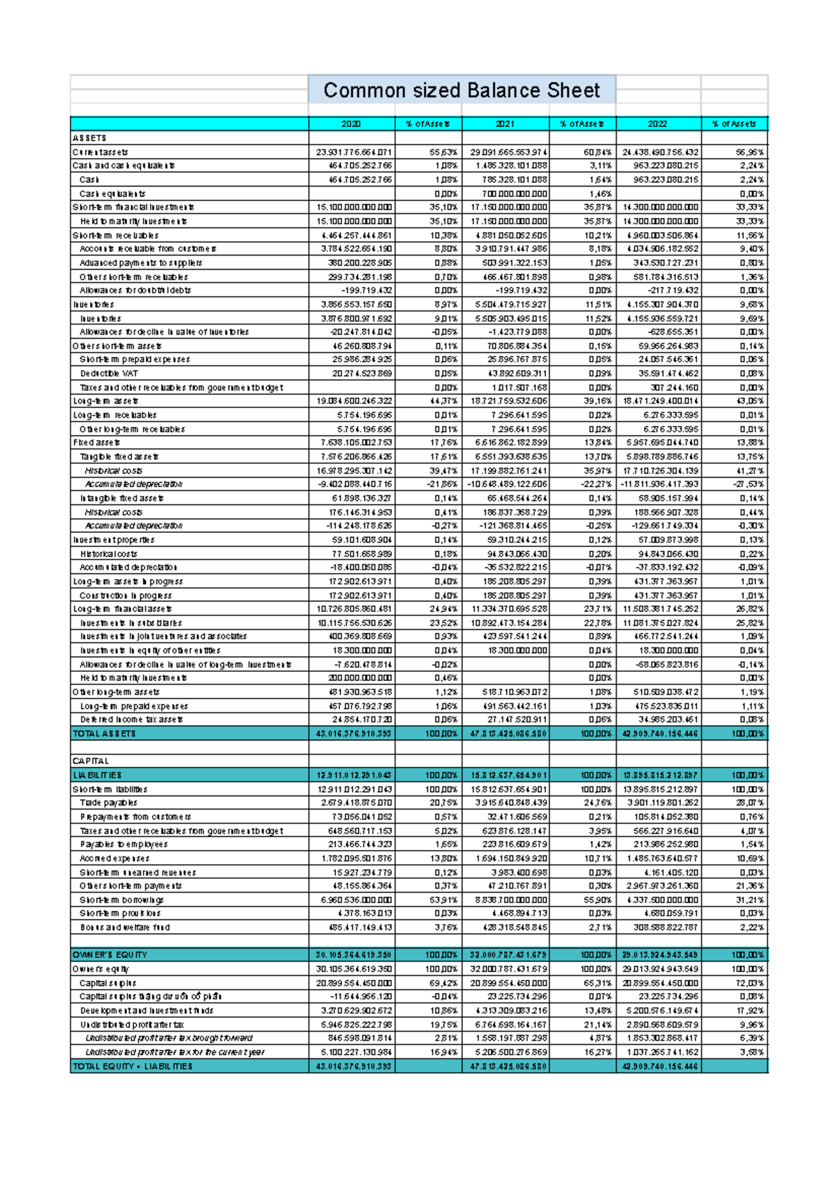 Fin 202 - Common sized Balance Sheet - Common sized Balance Sheet 2020 ...