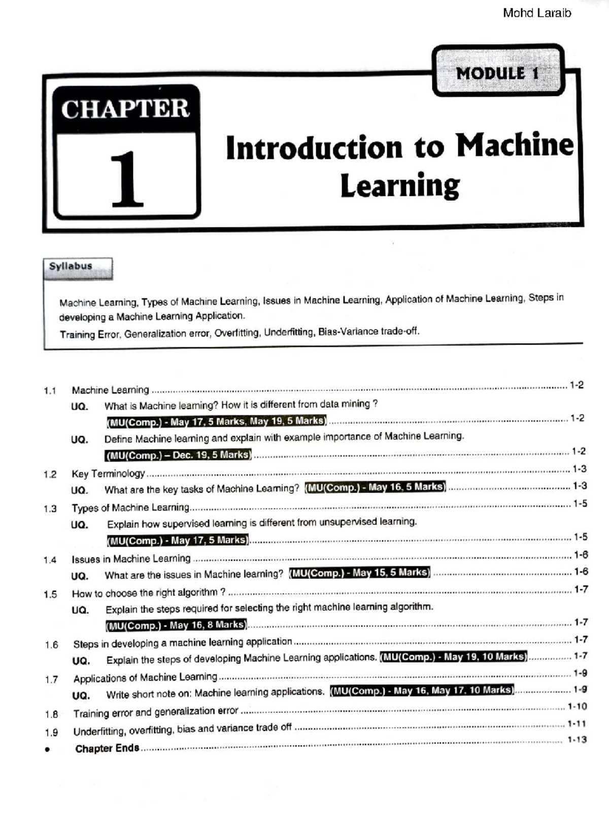Ml tech neo study - Machine Learning Textbook - MODULE 1 CHAPTER Introduction to Machine ...