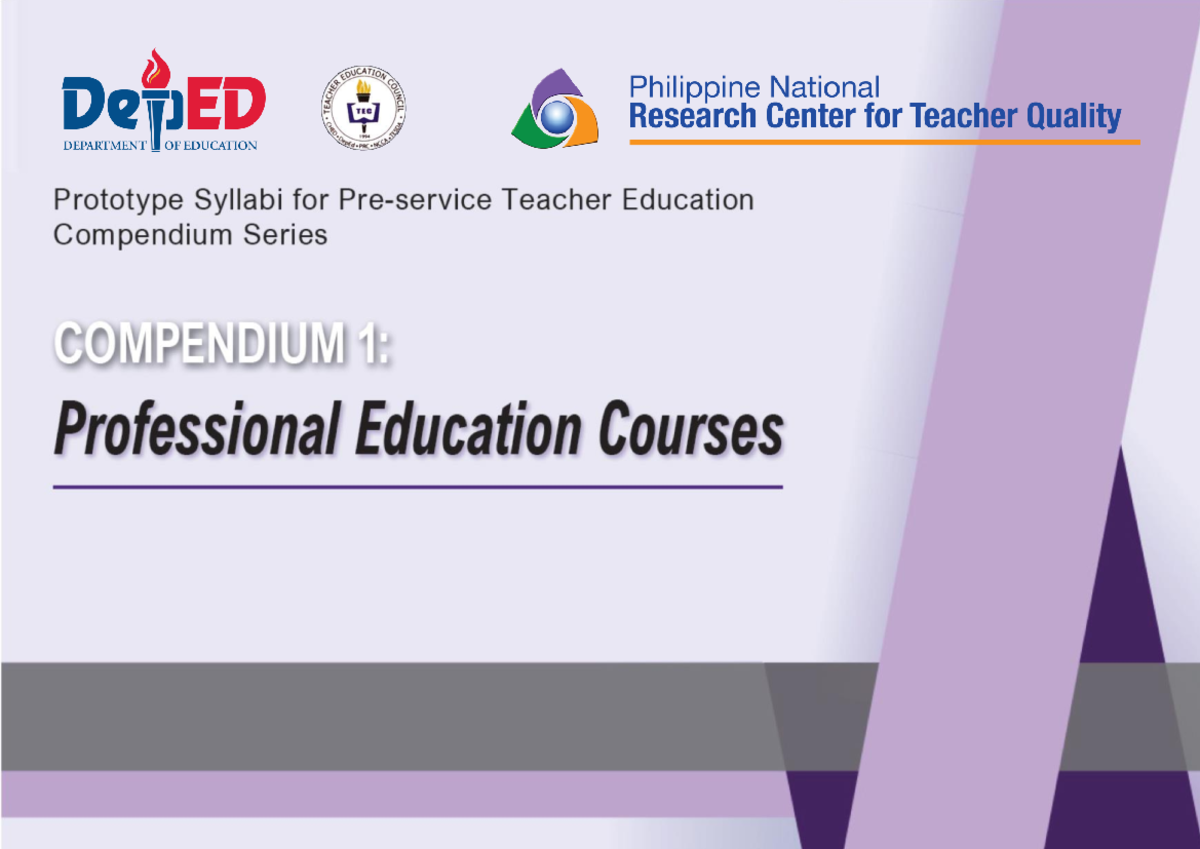1 Professional Education Prototype Syllabi Compendium - Table of ...