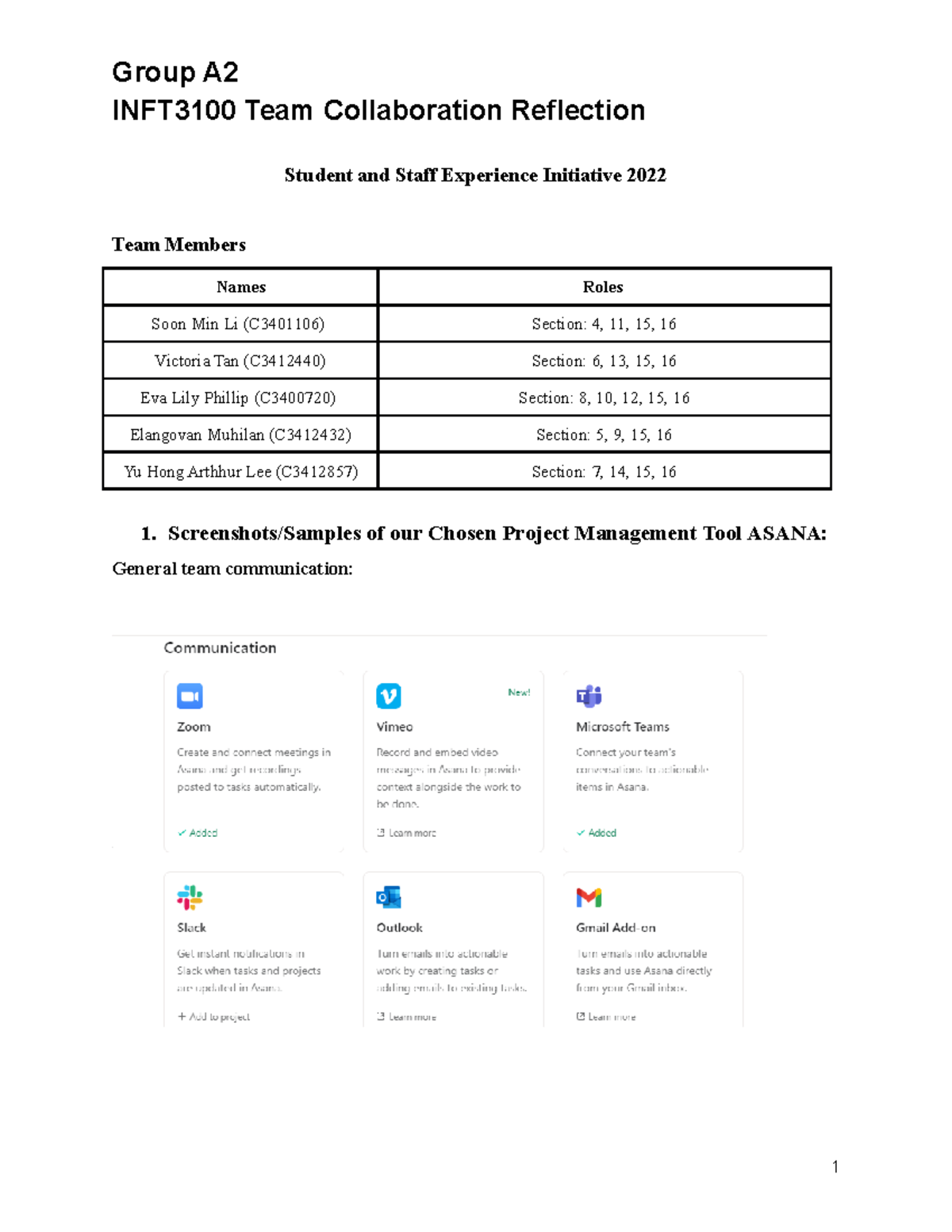 Team Collaboration Reflection Group A2 - INFT3100 Team Collaboration ...