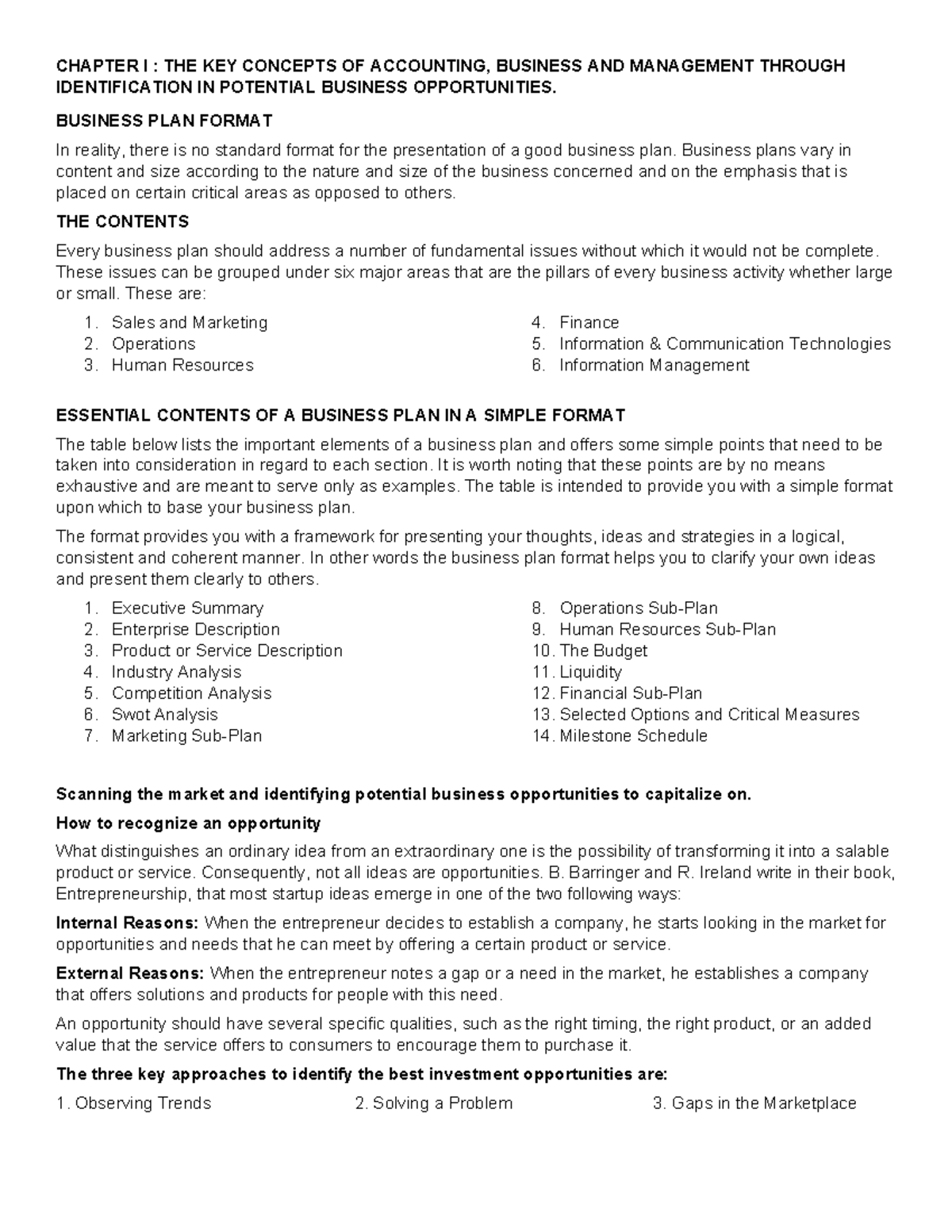 BES Lessons WEEK 1 - NOTES - CHAPTER I : THE KEY CONCEPTS OF ACCOUNTING ...