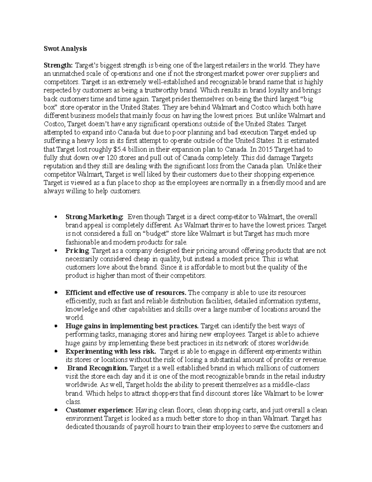 Swot Analysis Target - Swot Analysis Strength: Target’s biggest ...