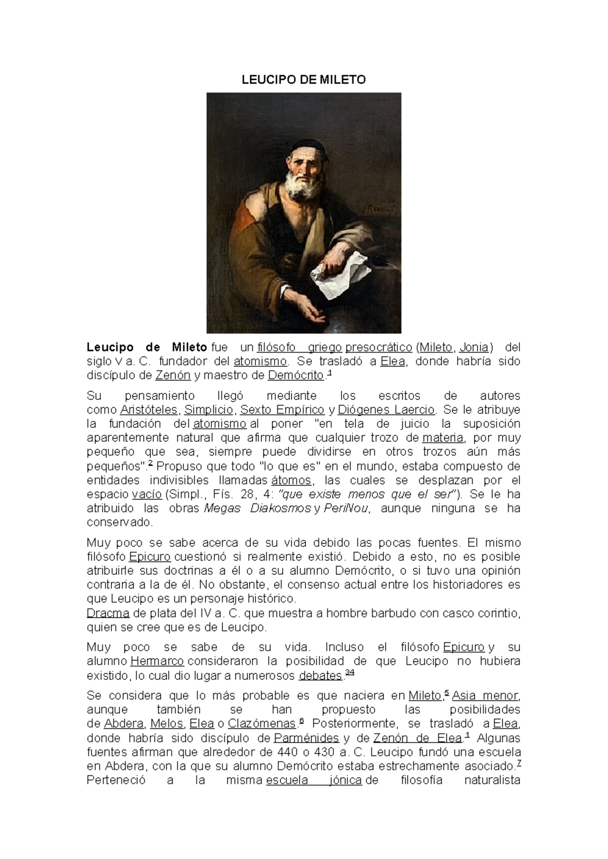 Leucipo DE Mileto - TEORIA CELULAR - LEUCIPO DE MILETO Leucipo de ...