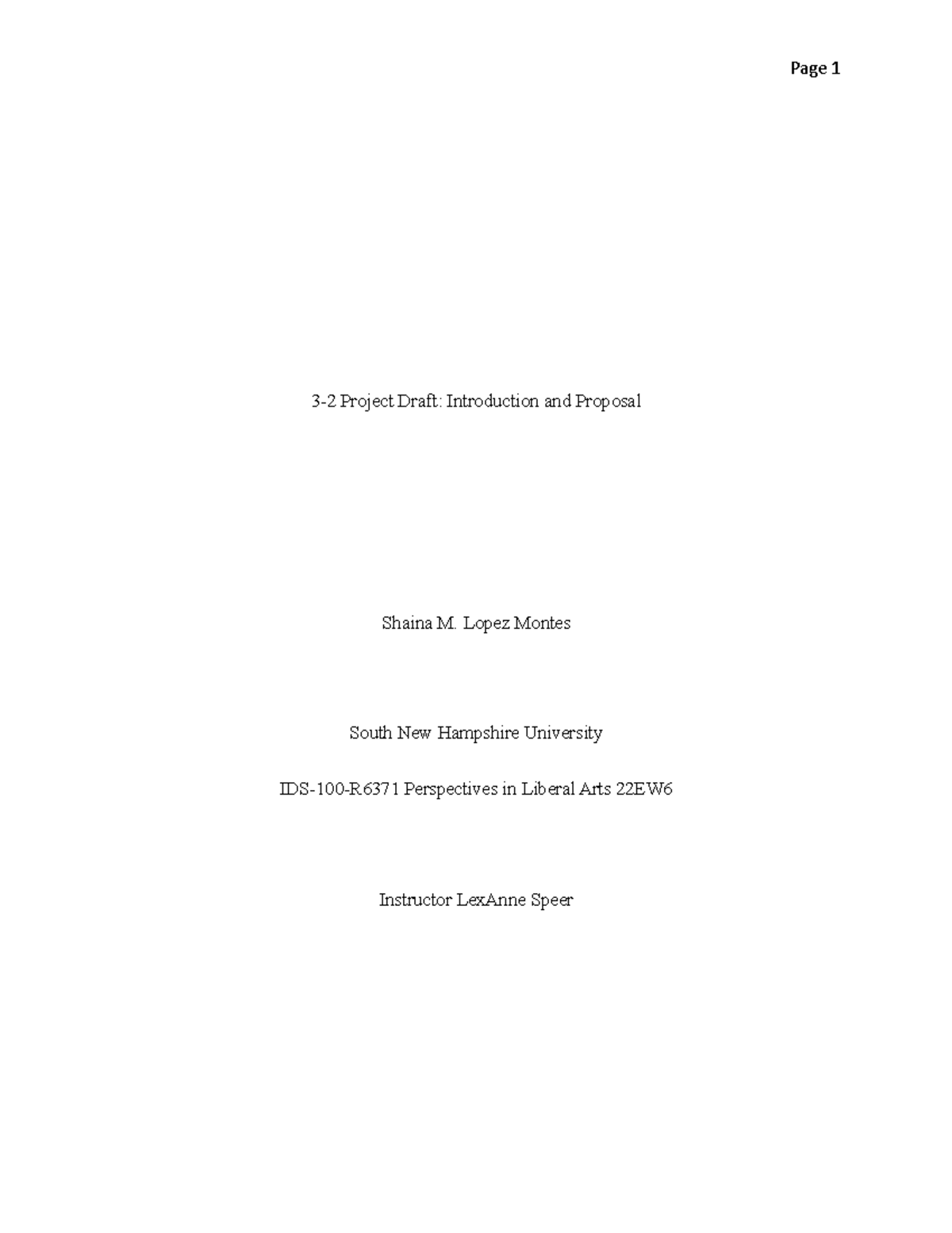 3-2 Project Draft Introduction and Proposal Shaina Lopez - Lopez Montes ...