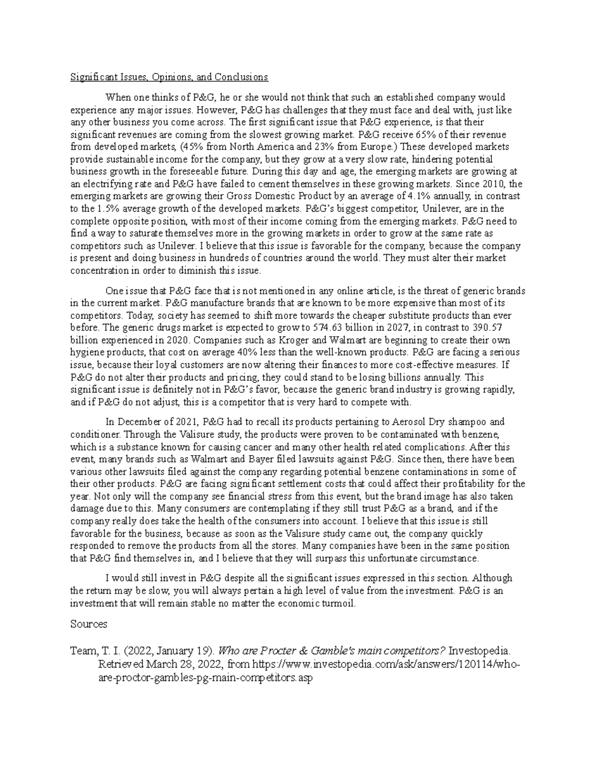 Managerial Accounting Paper section 2 - Significant Issues, Opinions ...