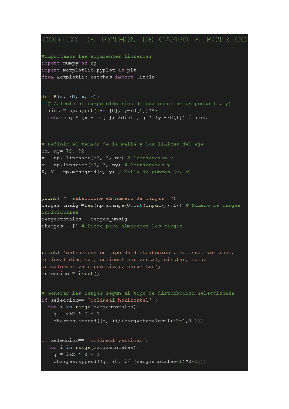 Codigo DE Python DE Campo Electrico - CODIGO DE PYTHON DE CAMPO ...