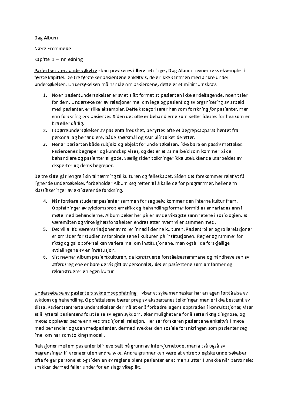 Dag Album - Sammendrag kap. 1 - Dag Album Nære Fremmede Kapittel 1 ...