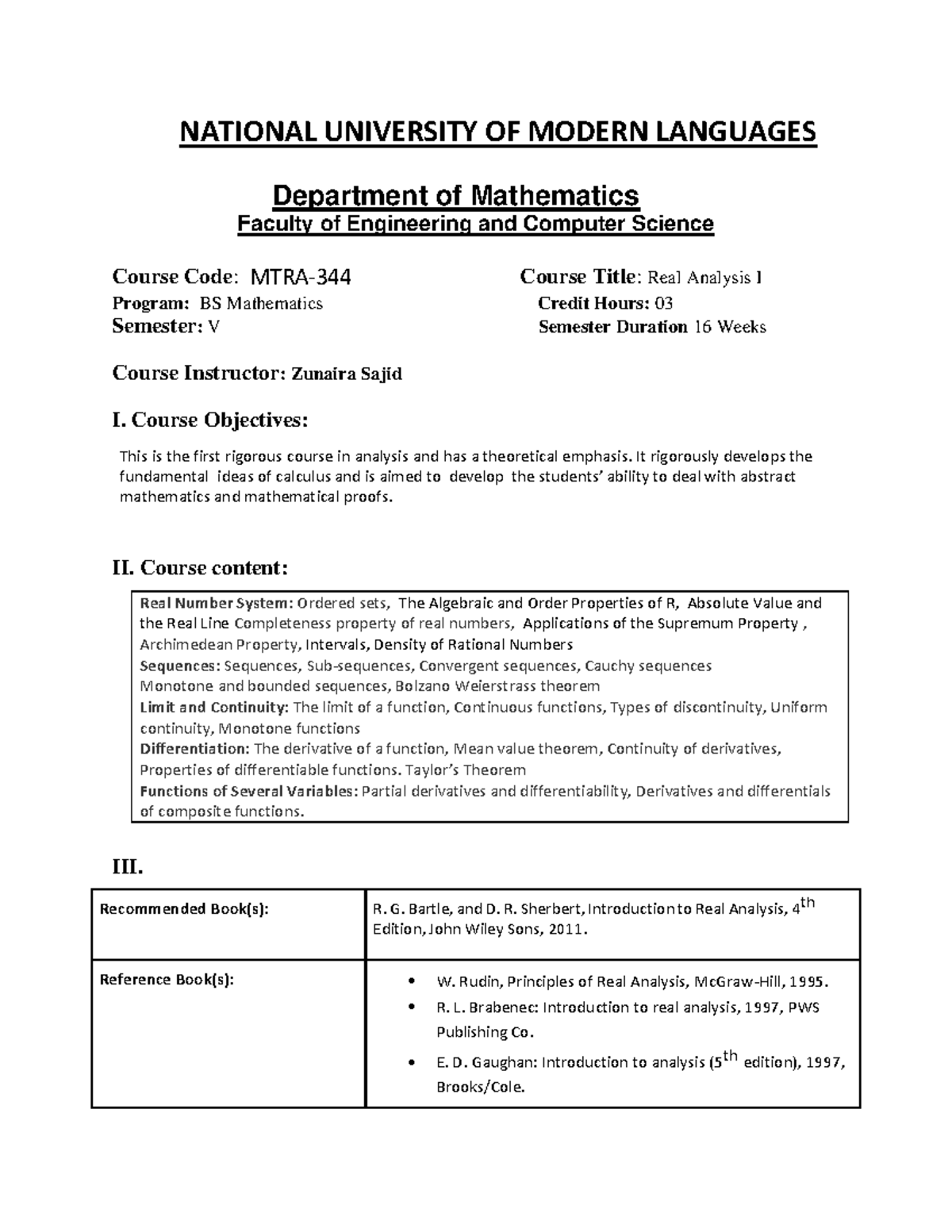 Real Analysis 1 course pack - NATIONAL UNIVERSITY OF MODERN LANGUAGES ...