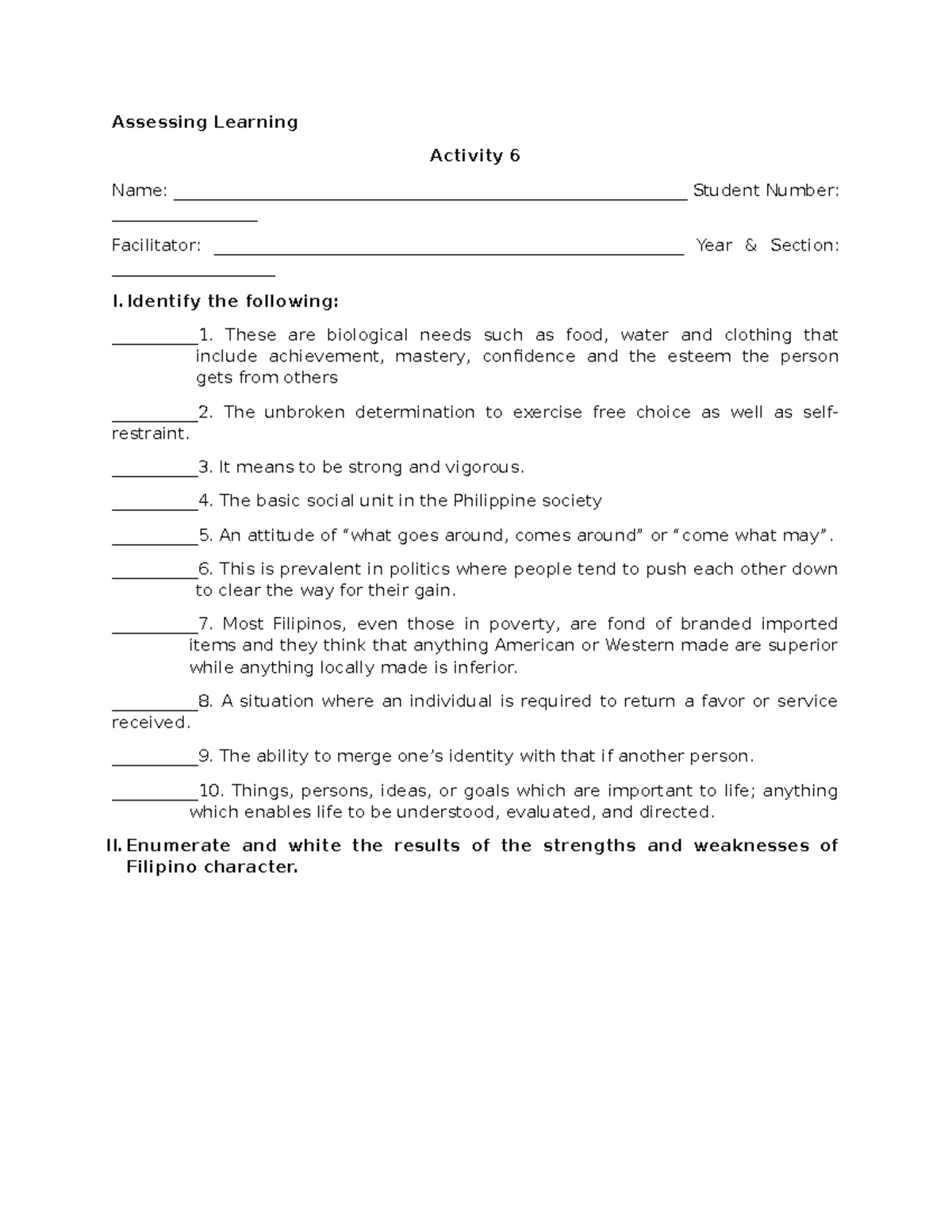 NSTP- Activity - fdfe ffqqr3 - Activity 6 Name: - Studocu