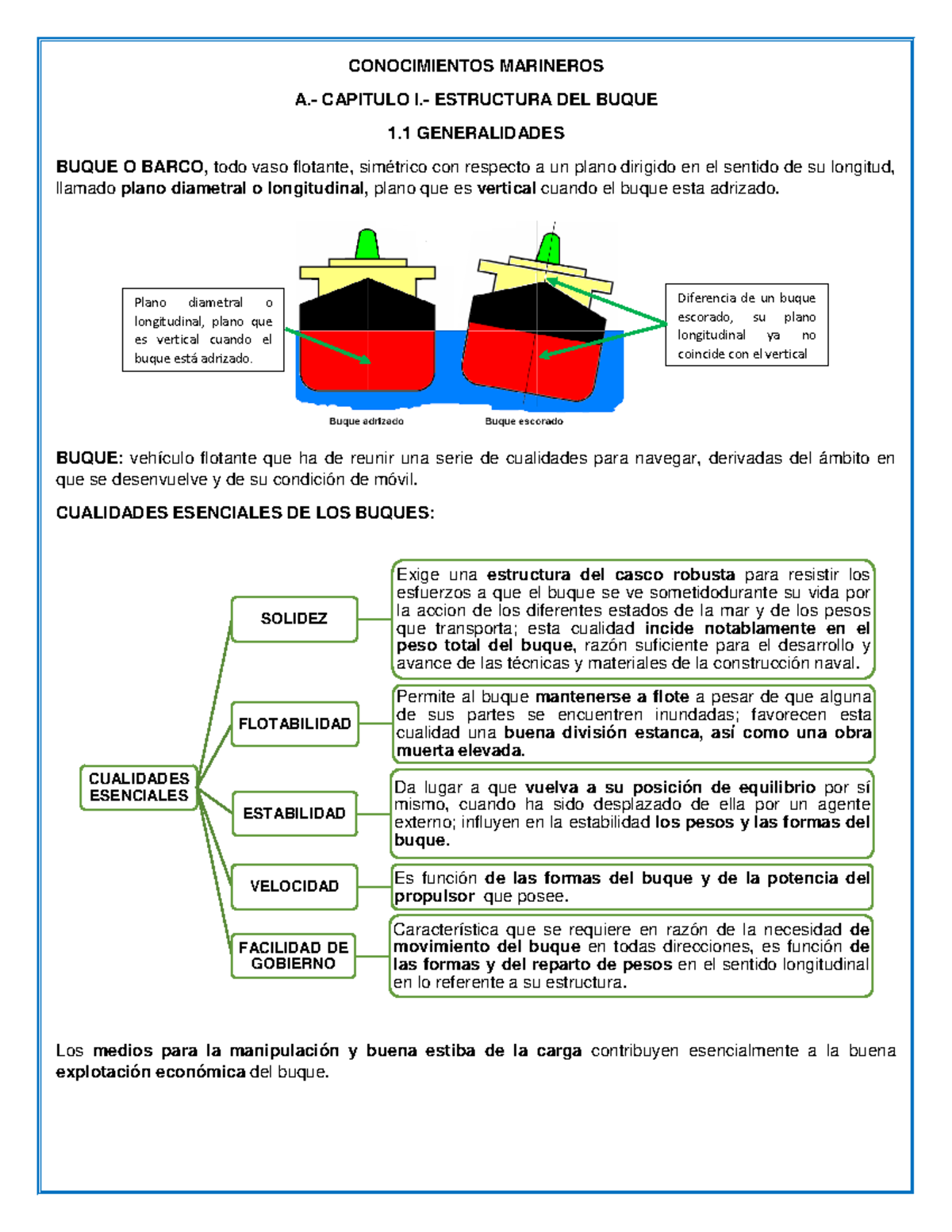 Conocimientos Marineros Bonilla CAP 1 - Plano diametral o longitudinal ...