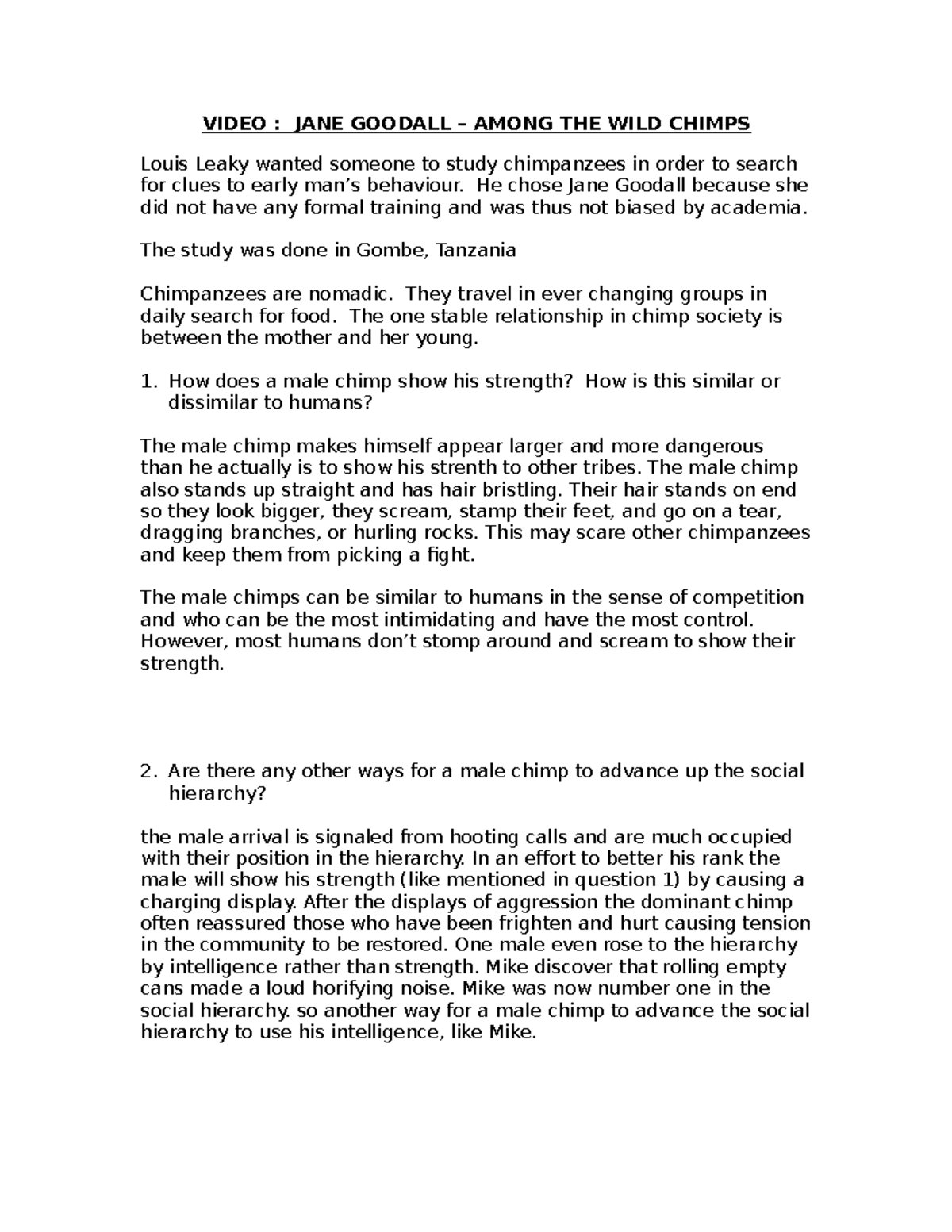 Jane Goodall Documentary - VIDEO : JANE GOODALL – AMONG THE WILD CHIMPS ...