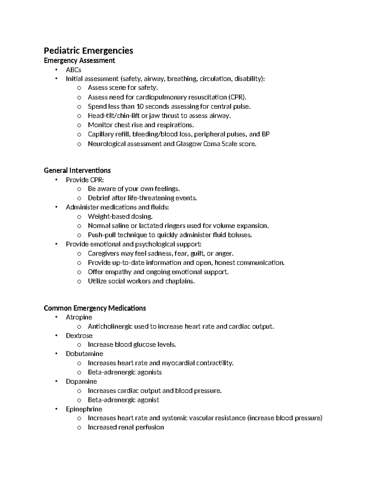 Pediatric Emergencies - Pediatric Emergencies Emergency Assessment ...